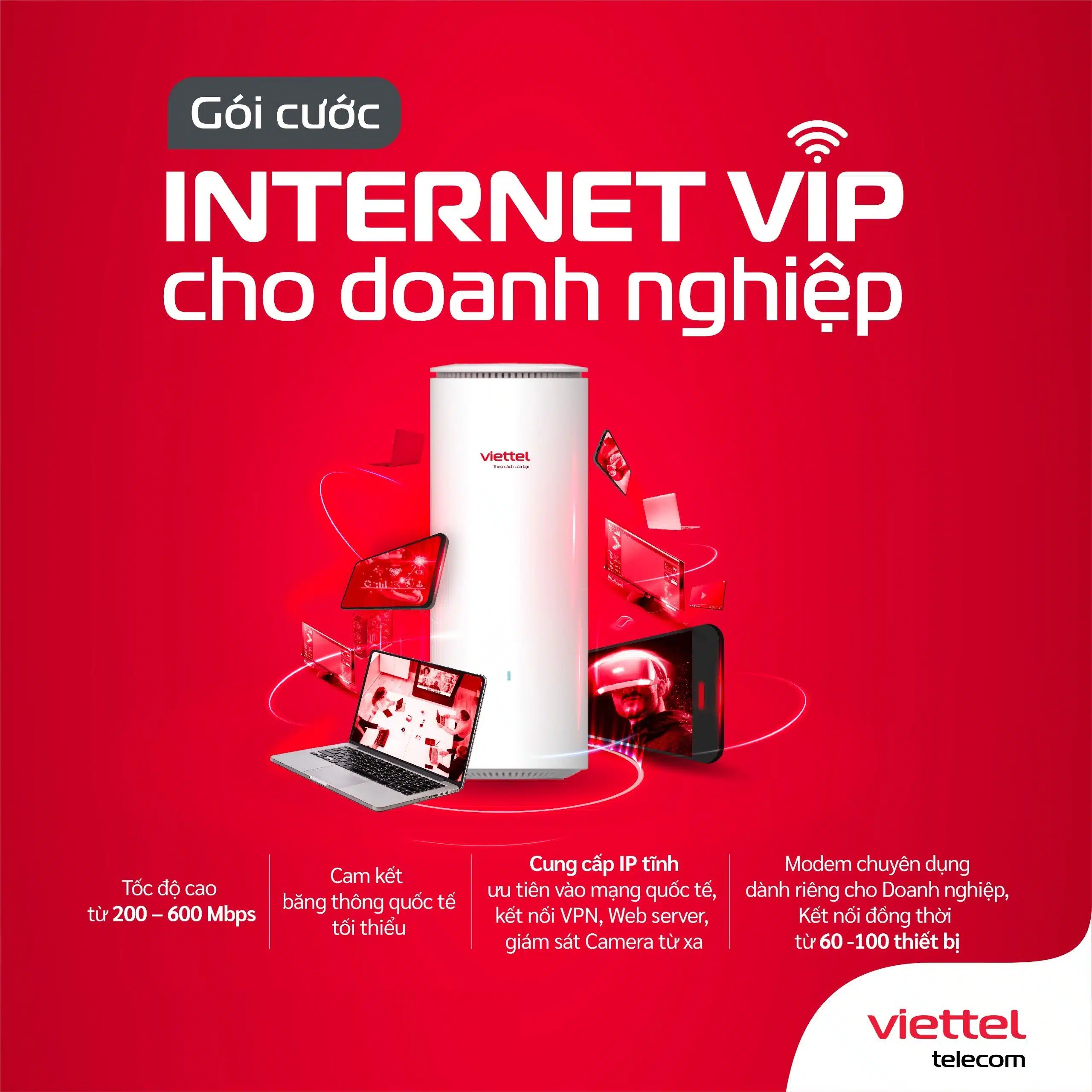 Gói cước cáp quang doanh nghiệp Internet Viettel 08/2024