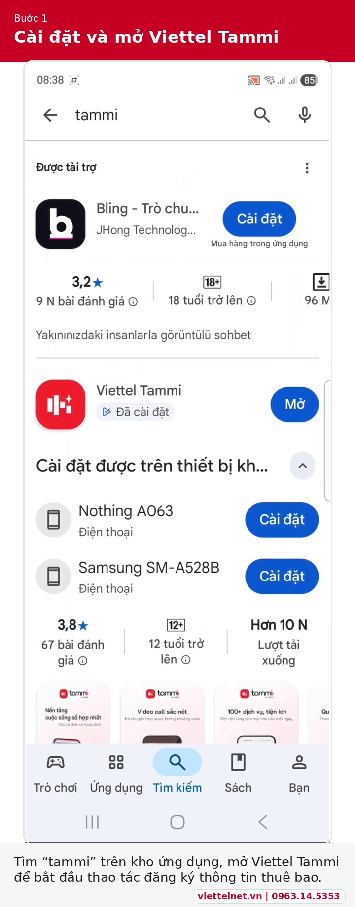 Hướng dẫn đăng ký thông tin sim chính chủ bằng Tammi Viettel