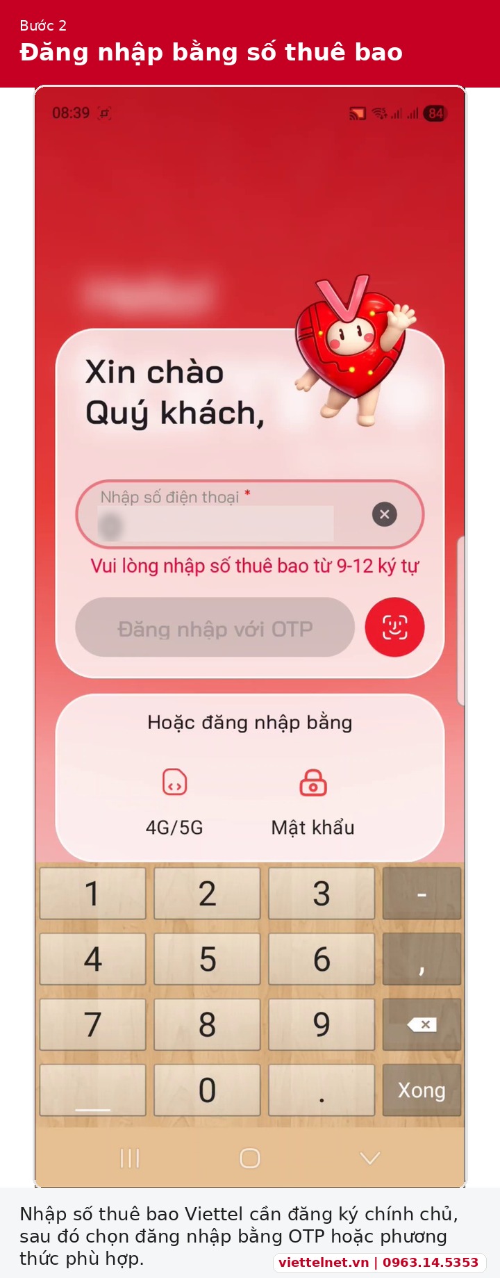 Hướng dẫn đăng ký thông tin sim chính chủ bằng Tammi Viettel